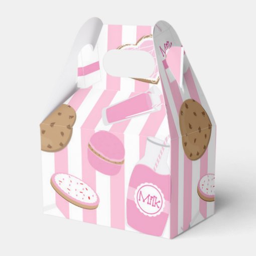 Cookies & Milk Pink Birthday Party Favor Boxes | Zazzle