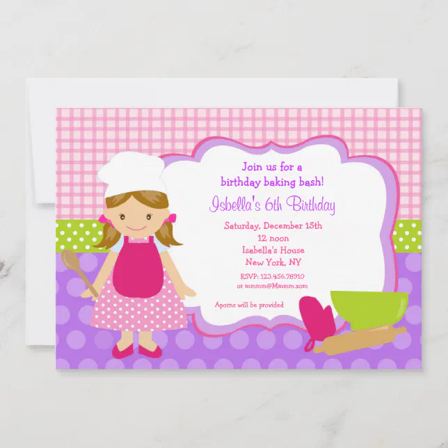 Cooking Baking Birthday Party Invitations | Zazzle