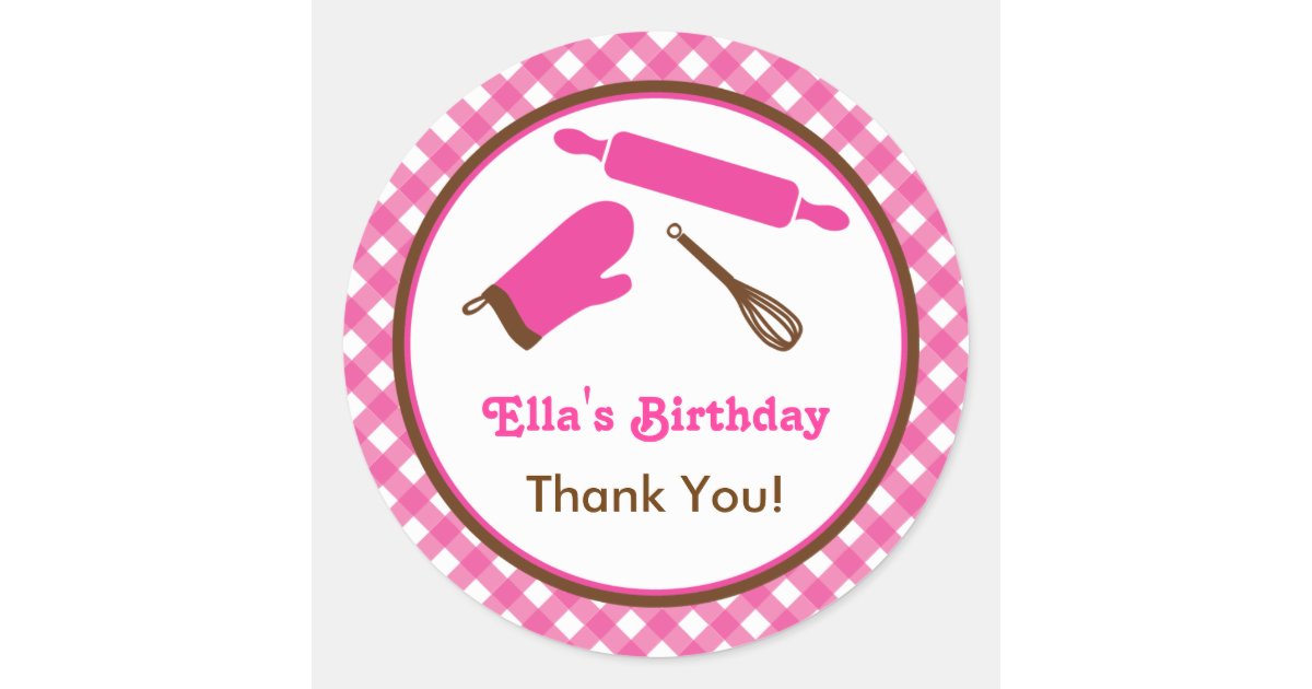 Cooking Birthday Favor Sticker | Zazzle