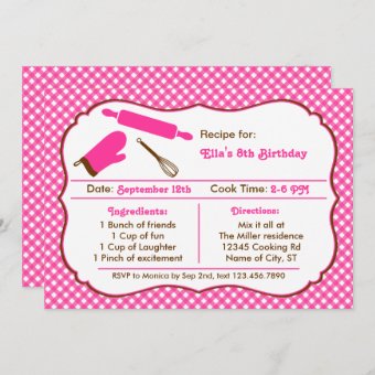 Cooking Birthday Party Invitation | Zazzle