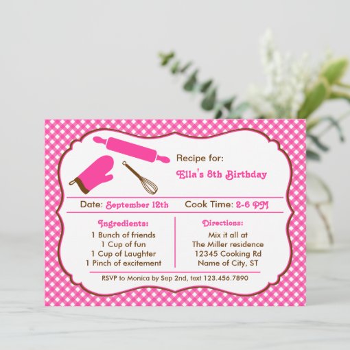 Cooking Birthday Party Invitation | Zazzle