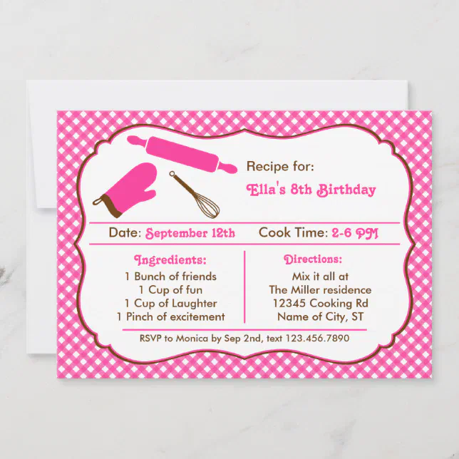 Cooking Birthday Party Invitation | Zazzle