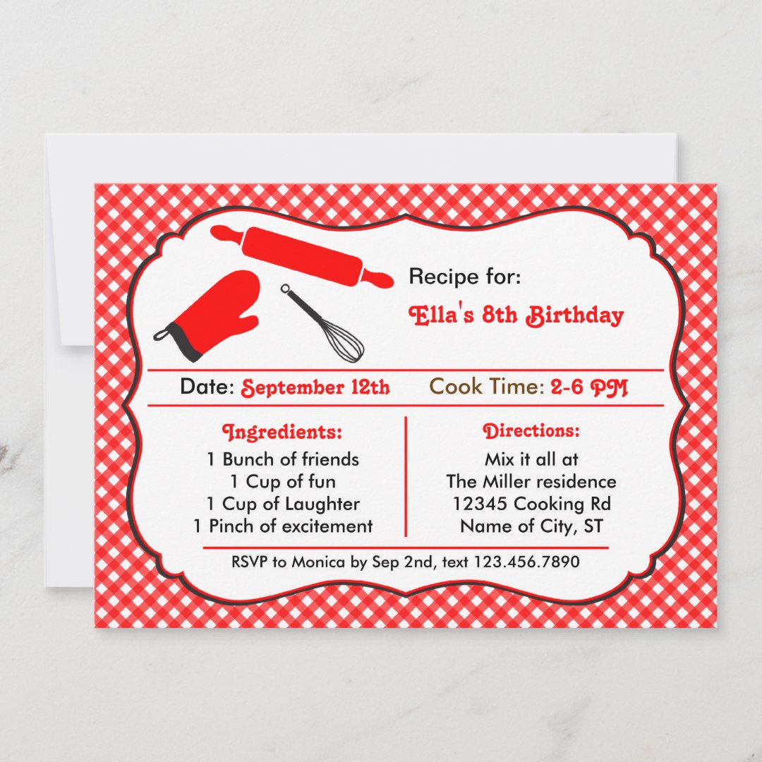 Cooking Birthday Party Invitation | Zazzle