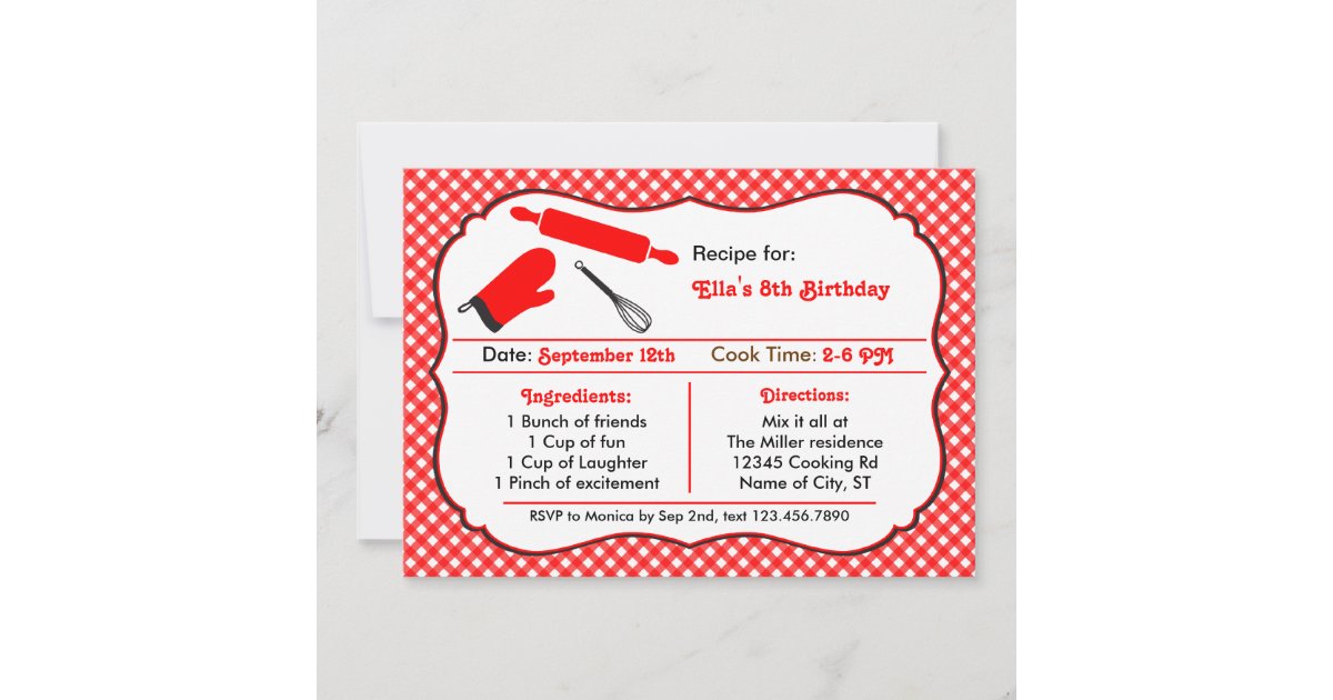 Cooking Birthday Party Invitation | Zazzle