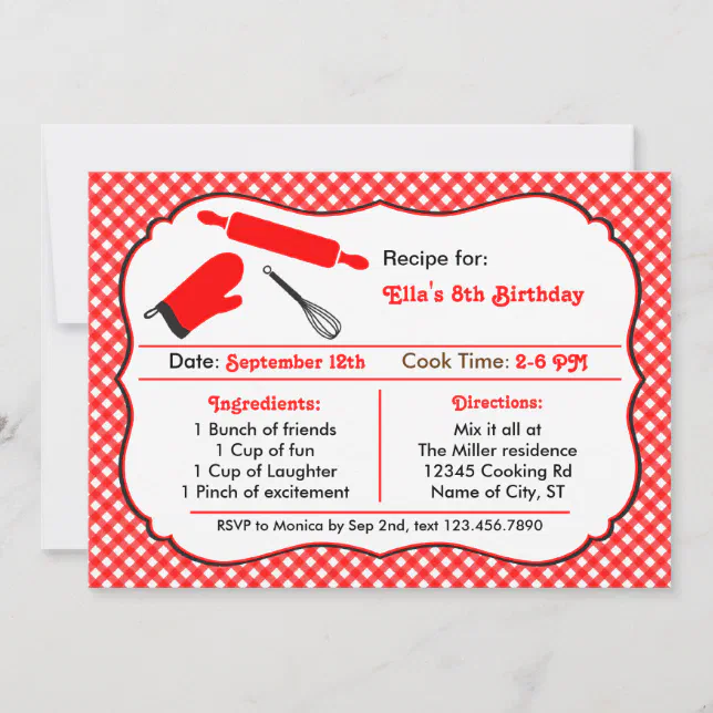 Cooking Birthday Party Invitation | Zazzle