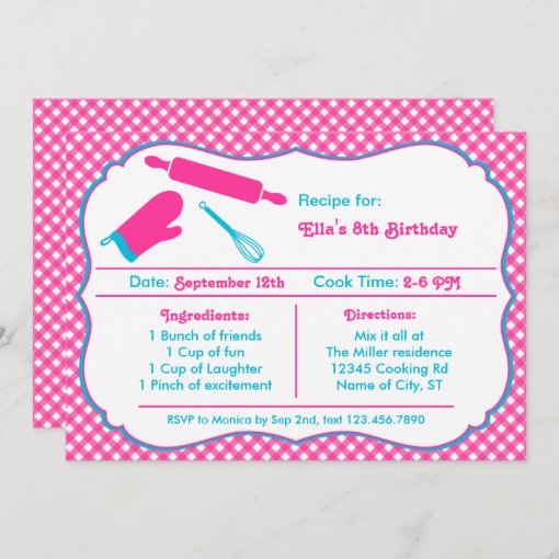 Cooking Birthday Party Invitation | Zazzle
