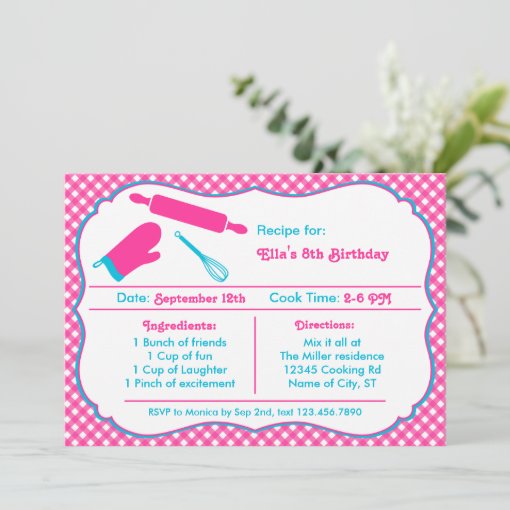 Cooking Birthday Party Invitation | Zazzle