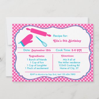 Cooking Birthday Party Invitation | Zazzle