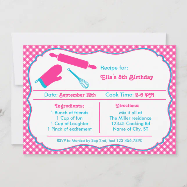 Cooking Birthday Party Invitation | Zazzle