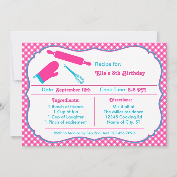 Cooking Birthday Party Invitation | Zazzle