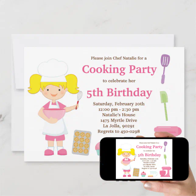 Cooking Birthday Party Invitation | Zazzle