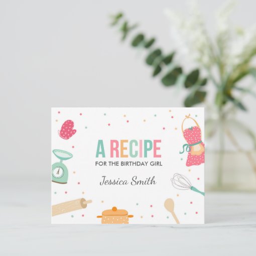 Cooking birthday Recipe card baking party Kitchen | Zazzle