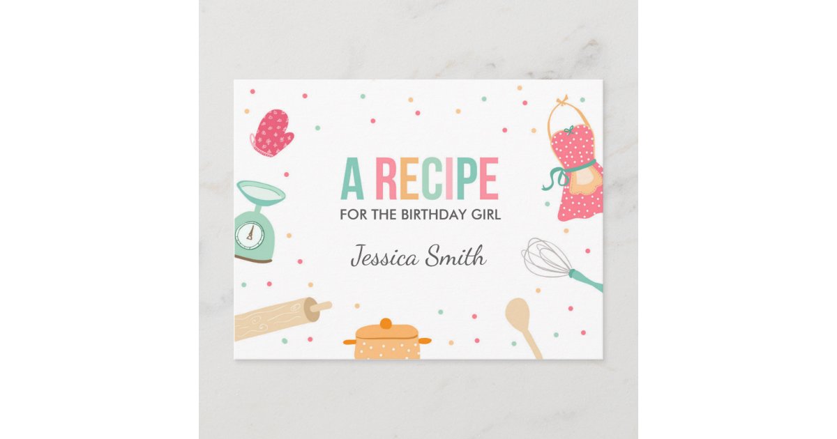 Cooking birthday Recipe card baking party Kitchen | Zazzle