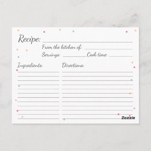 Cooking birthday Recipe card baking party Kitchen | Zazzle