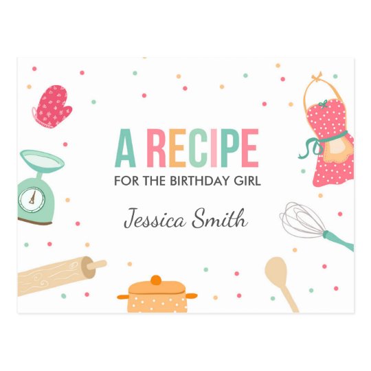 Cooking birthday Recipe card baking party Kitchen | Zazzle.com