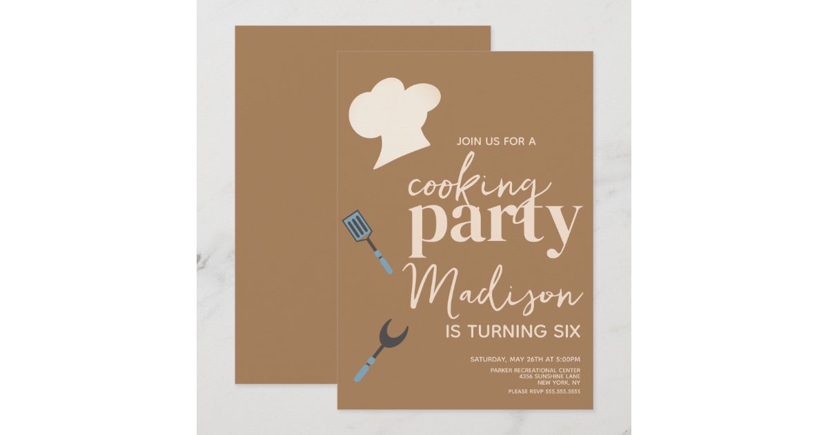Cooking Chefs Birthday Party Invitation | Zazzle