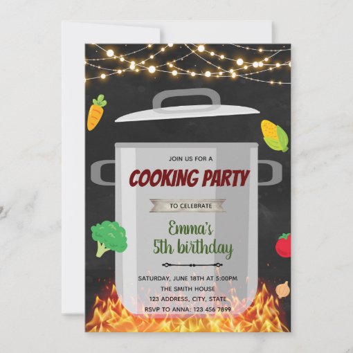 Cooking class birthday party invitation | Zazzle
