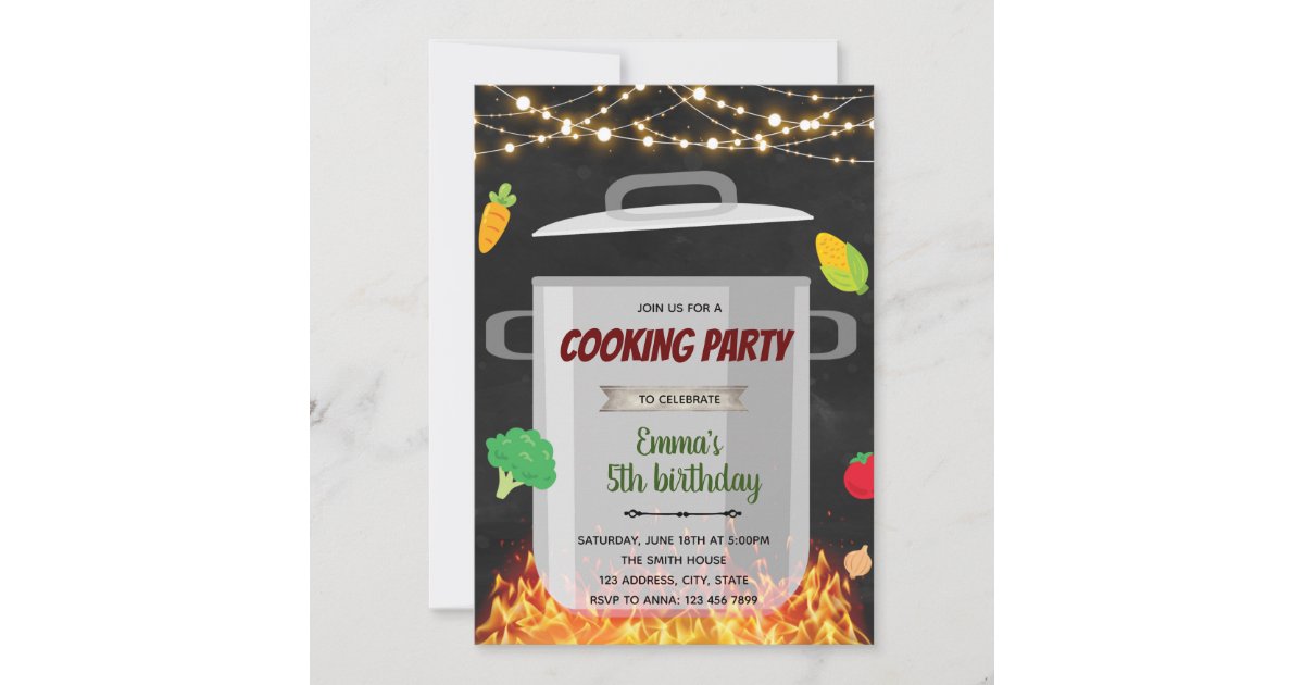 Cooking class birthday party invitation | Zazzle