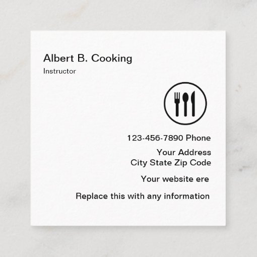 Cooking Class Instructor Square Business Card | Zazzle