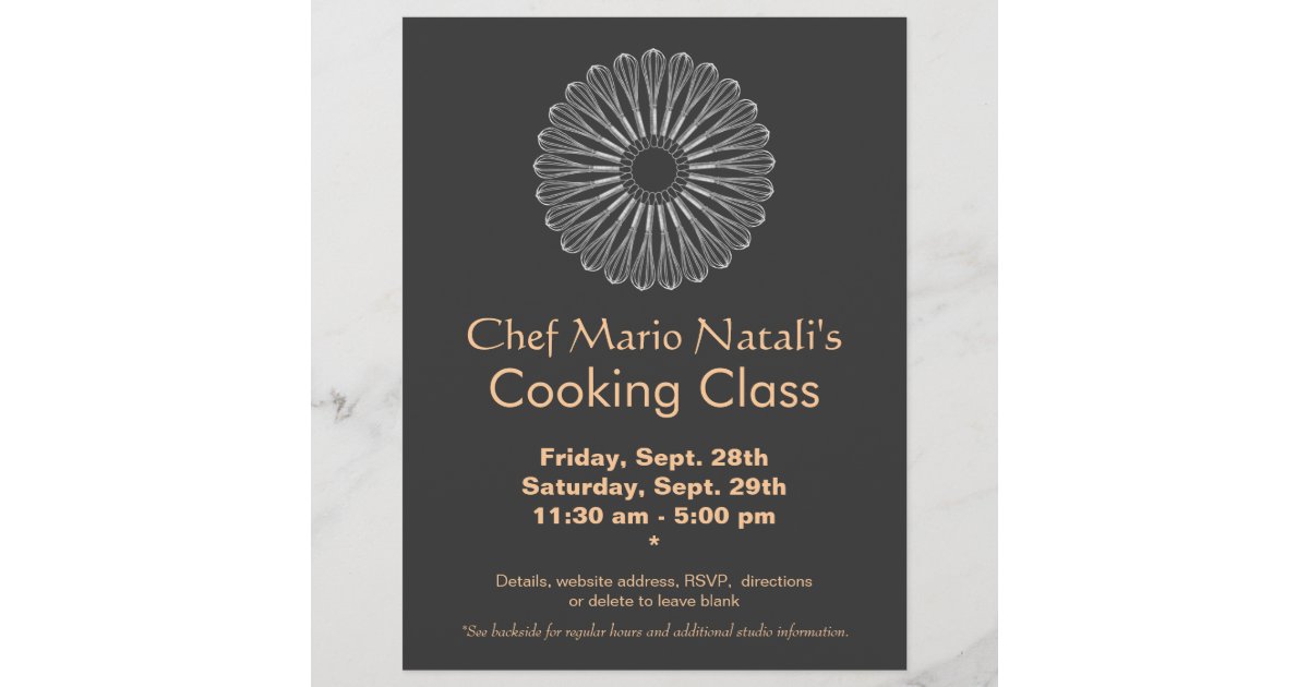 Cooking Class Whisk Flyer | Zazzle