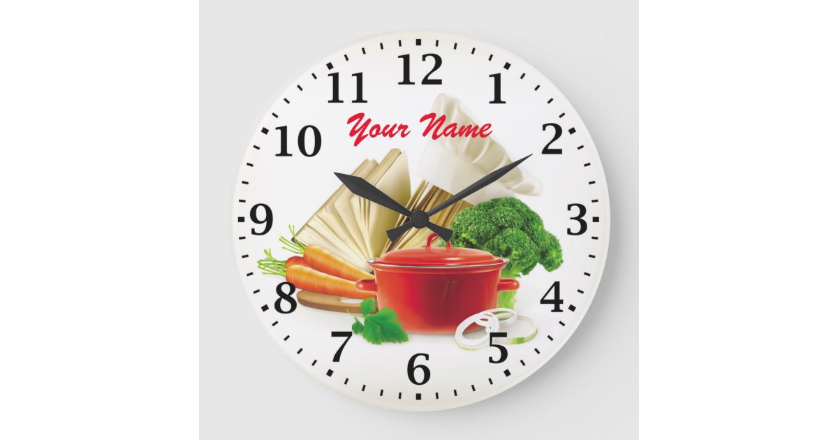 Cooking Kitchen Personalizable Wall Clock | Zazzle