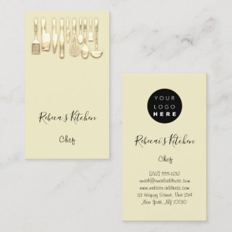 Cooking Logo Chef Restaurant Kitchen Yellow Gold Business Card | Zazzle