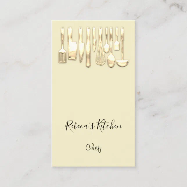 Cooking Logo Chef Restaurant Kitchen Yellow Gold Business Card | Zazzle