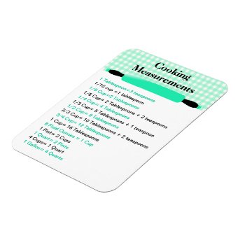 Cooking Measurement Equivalents Chart Magnet | Zazzle