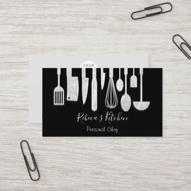 Cooking Personal Chef Restaurant Catering Black Business Card | Zazzle