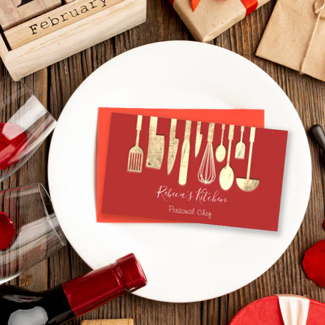 Cooking Personal Chef Restaurant Catering Gold VIP Business Card | Zazzle