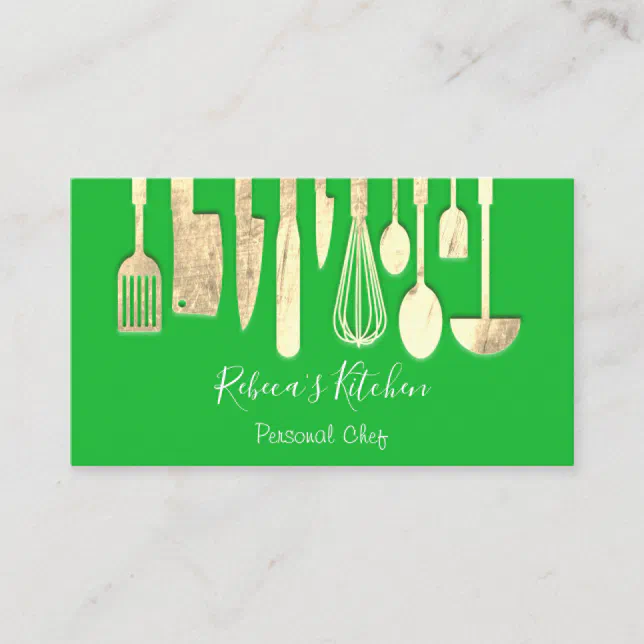 Cooking Personal Chef Restaurant Catering Green Business Card | Zazzle