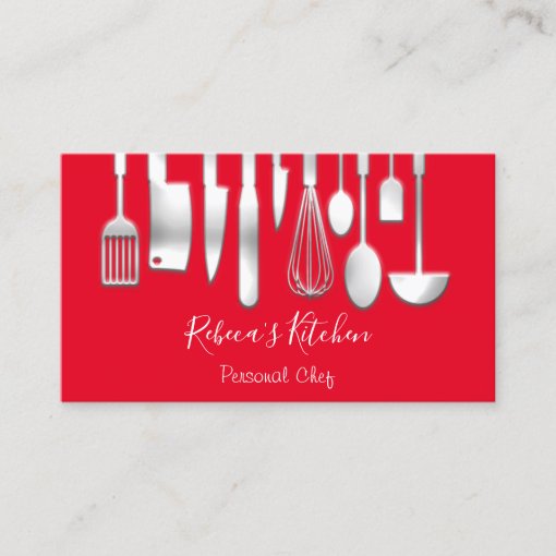 Cooking Personal Chef Restaurant Catering Red Business Card | Zazzle