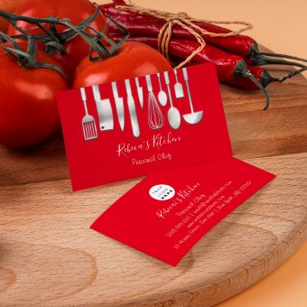 Cooking Personal Chef Restaurant Catering Red Business Card | Zazzle