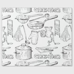 Cooking Sketch Wrapping Paper | Zazzle