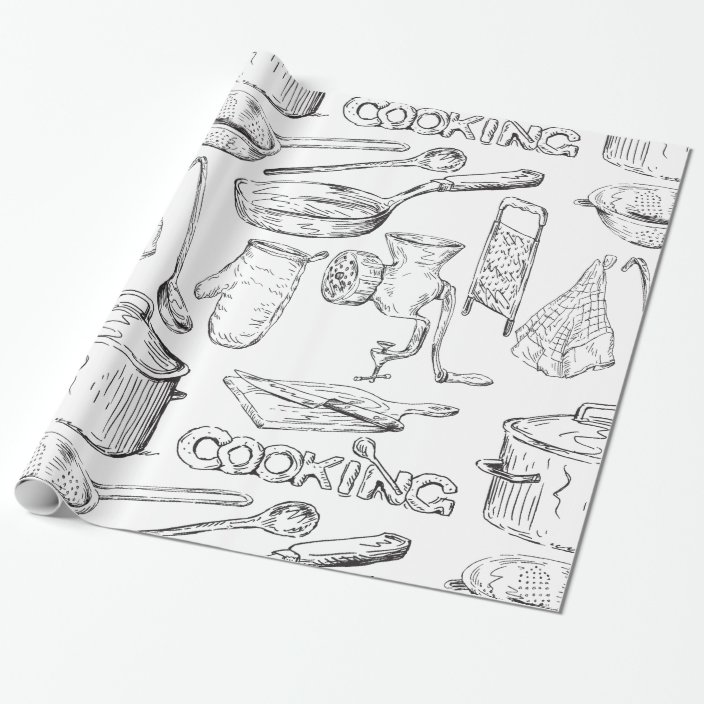 Cooking Sketch Wrapping Paper | Zazzle.com