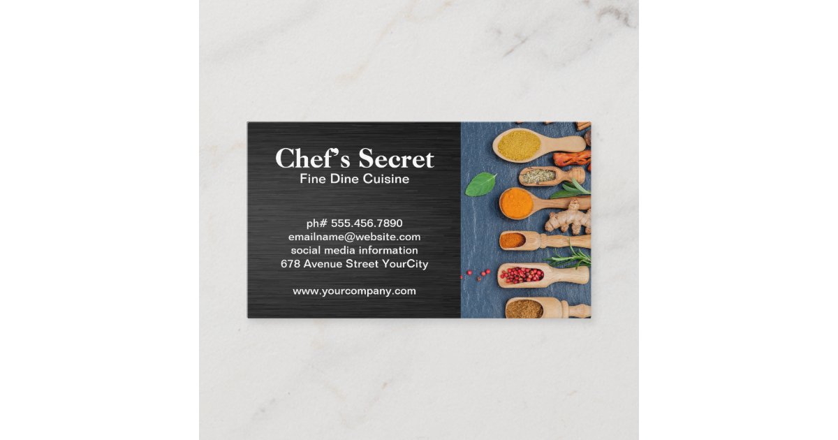 Cooking Spices on Table Business Card | Zazzle