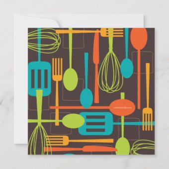 Cooking Utensils Stock the Kitchen Bridal Shower Invitation | Zazzle