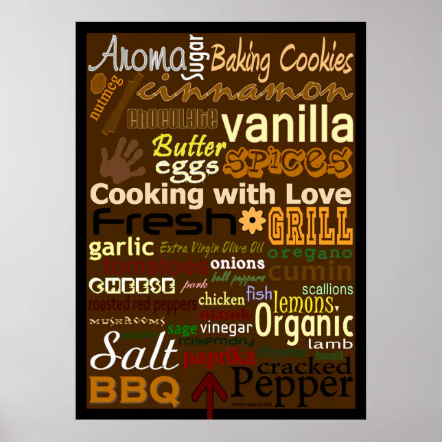 Cooking with Love WordArt™ Poster | Zazzle