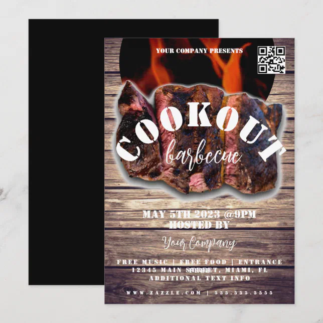 Cookout Barbecue Steak Event Company Party Flyer Invitation | Zazzle