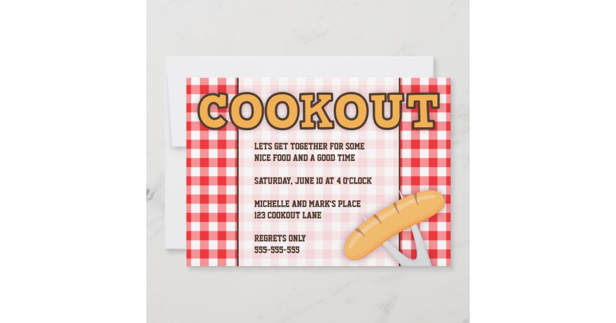 Cookout BBQ party invitation with hot dog | Zazzle