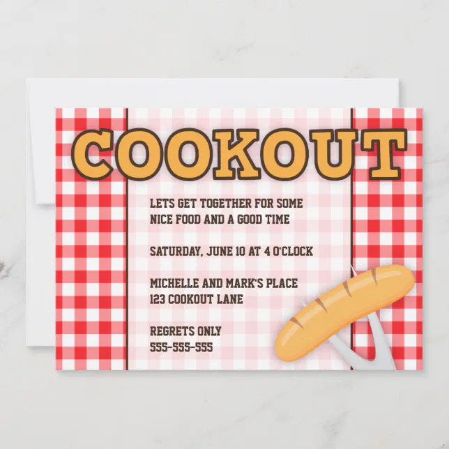 Cookout BBQ party invitation with hot dog | Zazzle
