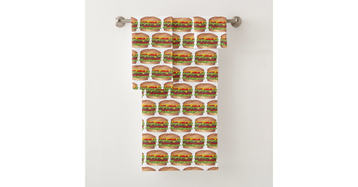 Cookout Hamburger Burger Cheeseburger Fast Food Bath Towel Set | Zazzle