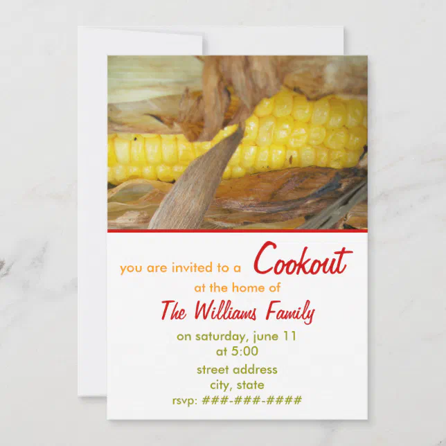 Cookout Invitation - Corn on The Cob | Zazzle