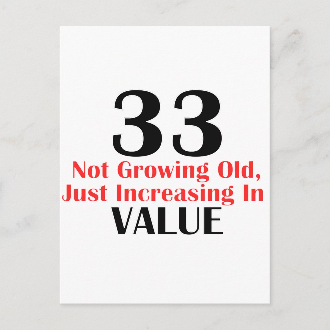 COOL 33 YEARS OLD BIRTHDAY DESIGNS POSTCARD | Zazzle