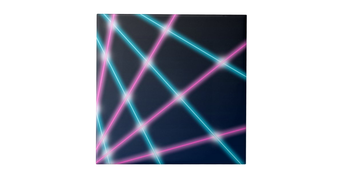 Cool 80s Laser Light Show Background Retro Neon Tile | Zazzle