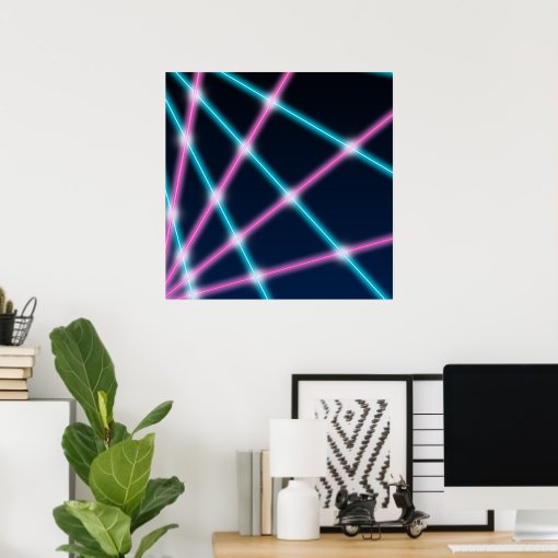 Cool 80s Laser School Portrait Backdrop Background Poster | Zazzle
