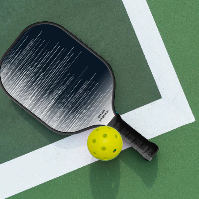 Cool Abstract Black White Lines Custom Text Name Pickleball Paddle | Zazzle