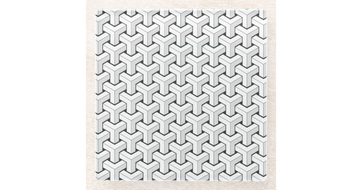 Cool Abstract Isometric Y Shaped Cubes Glass Coaster | Zazzle