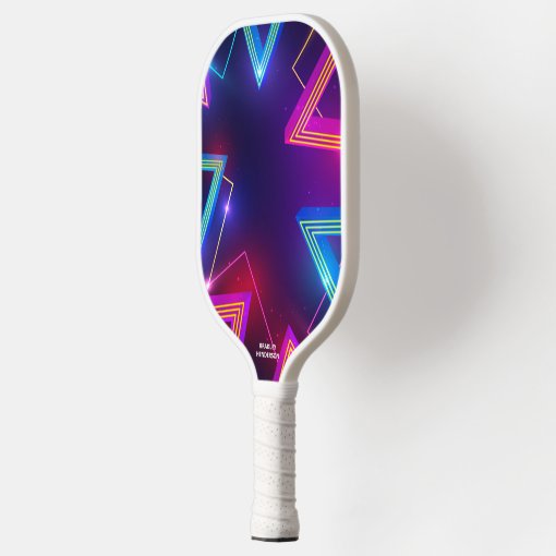Cool Abstract Neon Design Custom Text Name Pickleball Paddle | Zazzle