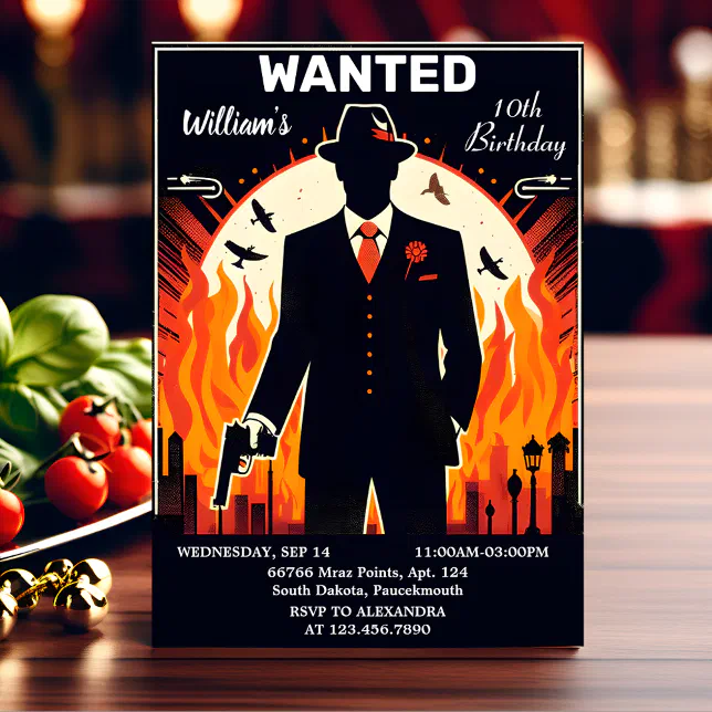 Cool Adult kids 90s boy Retro Mafia 10th Birthday Invitation | Zazzle